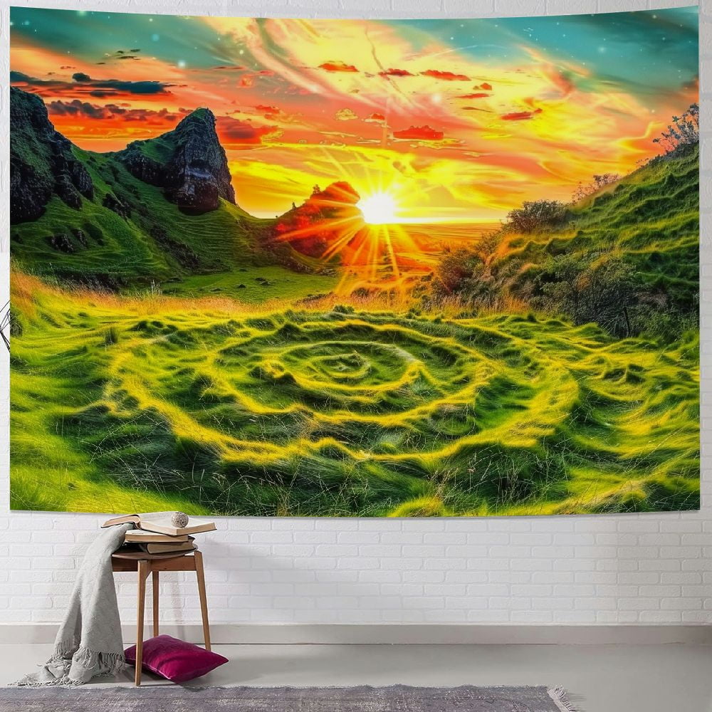 PRATYUS Green Nature Sunset Tapestry Rainforest Nature Landscape ...
