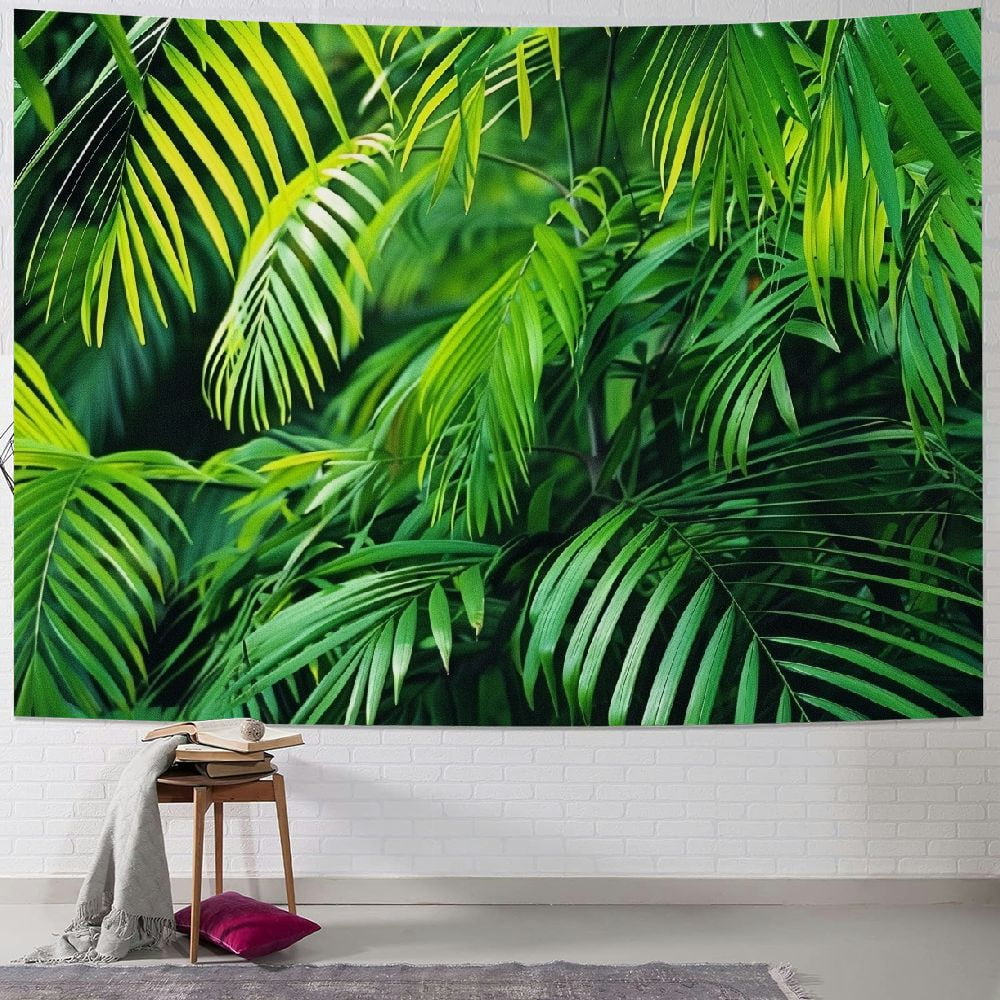PRATYUS Green Tapestry, Tropical Exotic Palm Tree Leaves Branches ...