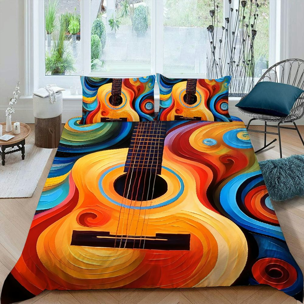PRATYUS Guitar Artist 3-Piece Bedding Set (Single-Sided Print ...
