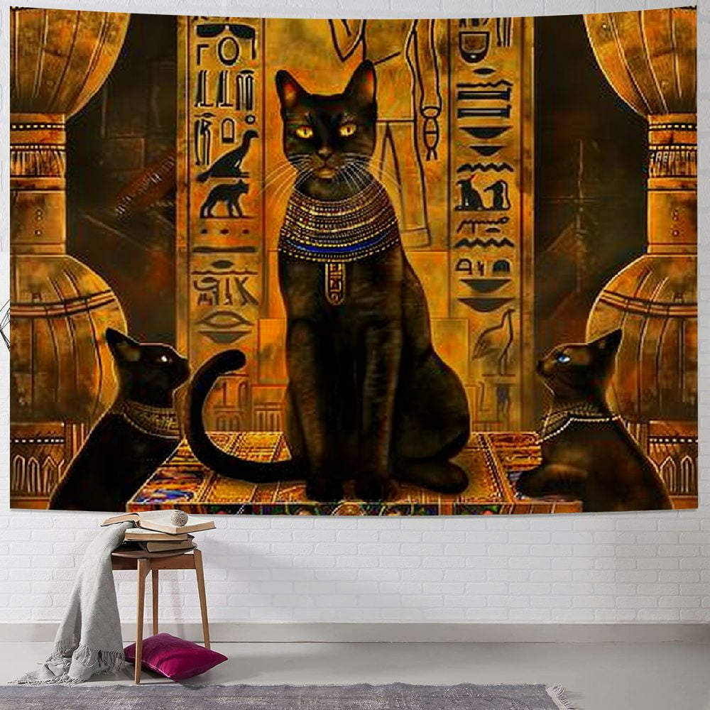 PRATYUS Holy Egyptian Mural Tapestry, Soft Egyptian Style Bastet ...
