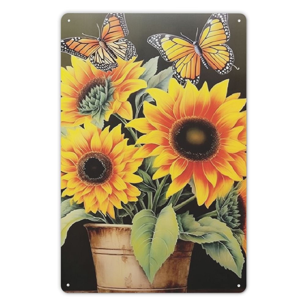 PRATYUS Home Sweet Home Fresh Sunflower Vintage Metal Sign Garden ...