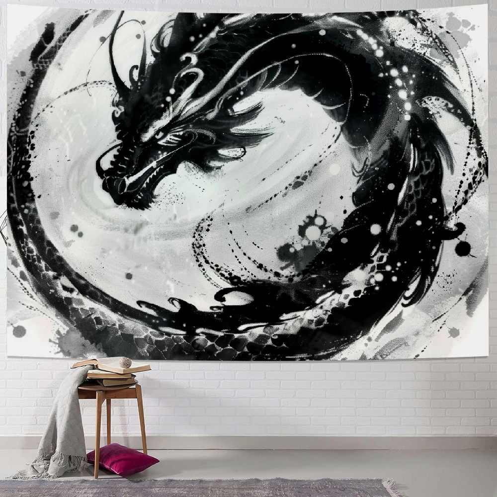 PRATYUS Japanese Anime Tapestry, Cool Black and White Tai Chi Yin Yang ... PRATYUS Japanese Anime Tapestry, Cool Black and White Tai Chi Yin Yang ...
