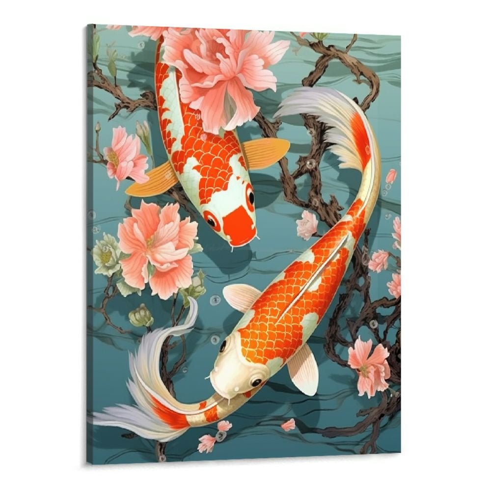 PRATYUS Japanese Ukiyo-E Ying Yang Koi Fish Poster Canvas Print ... PRATYUS Japanese Ukiyo-E Ying Yang Koi Fish Poster Canvas Print ...