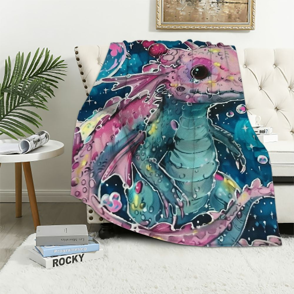 PRATYUS Loves Axolotls Blanket Throw, Cute Axolotl Blanket for Girls ...