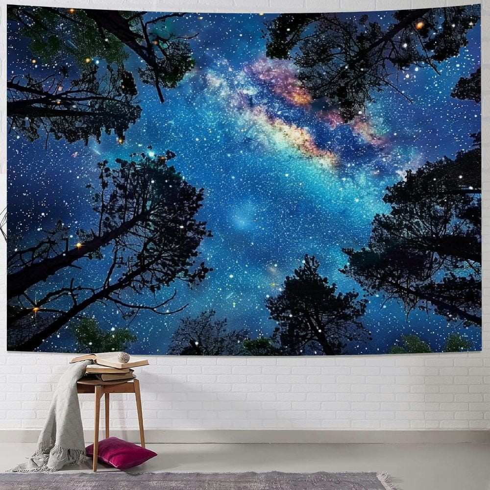 PRATYUS Milky Way Tapestries Wall Hanging Large Celestial View of Blue ...
