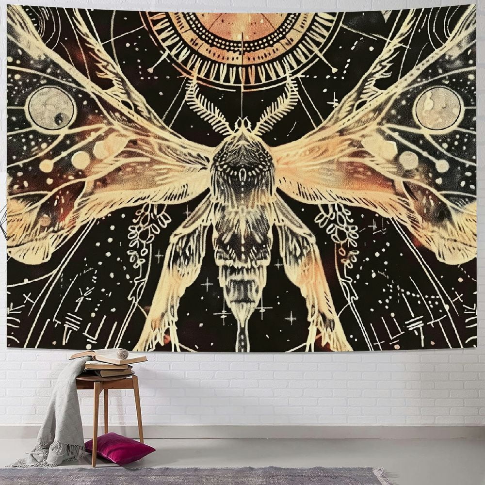 PRATYUS Moon Phase Tapestry Vintage Butterfly Tapestry Psychedelic Moth ...