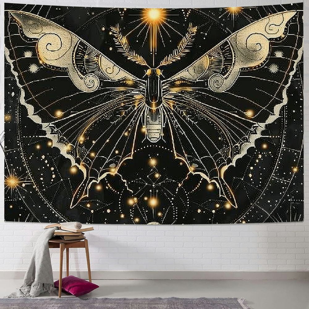 PRATYUS Moon Phase Tapestry Vintage Butterfly Tapestry Psychedelic Moth ...