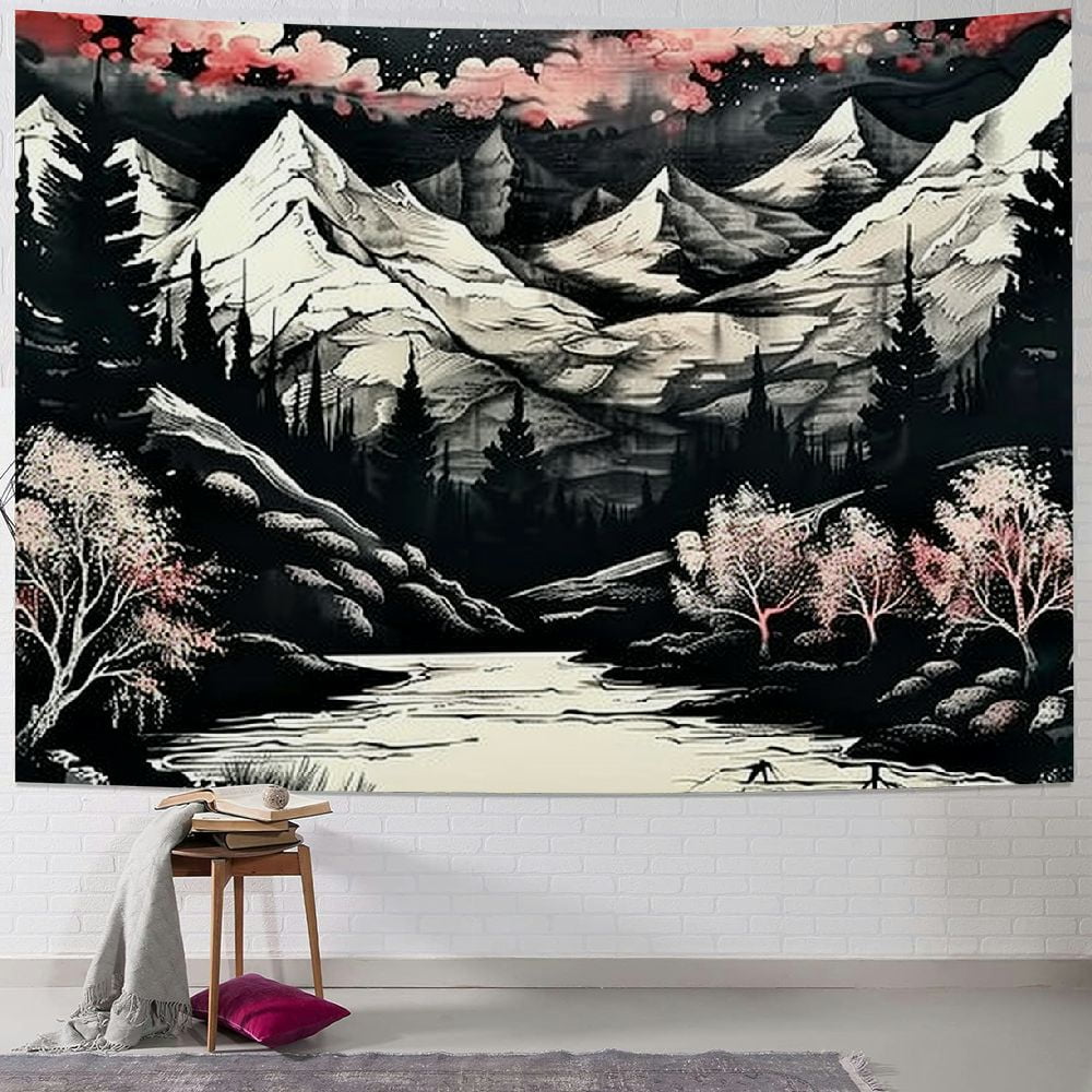 PRATYUS Mountain Forest Tapestry Japanese Anime Tapestries Fantasy Tree ...