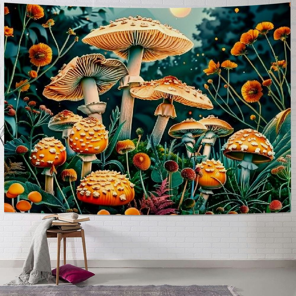 PRATYUS Mushroom Tapestry Floral Plant Tapestries Aesthetic Moon ...