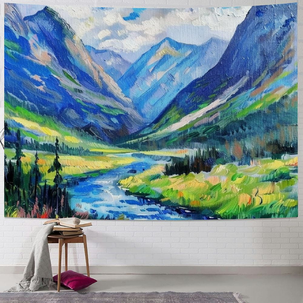 PRATYUS Nature Mountains Wall Tapestry for Bedroom Aesthetic, Blue ...