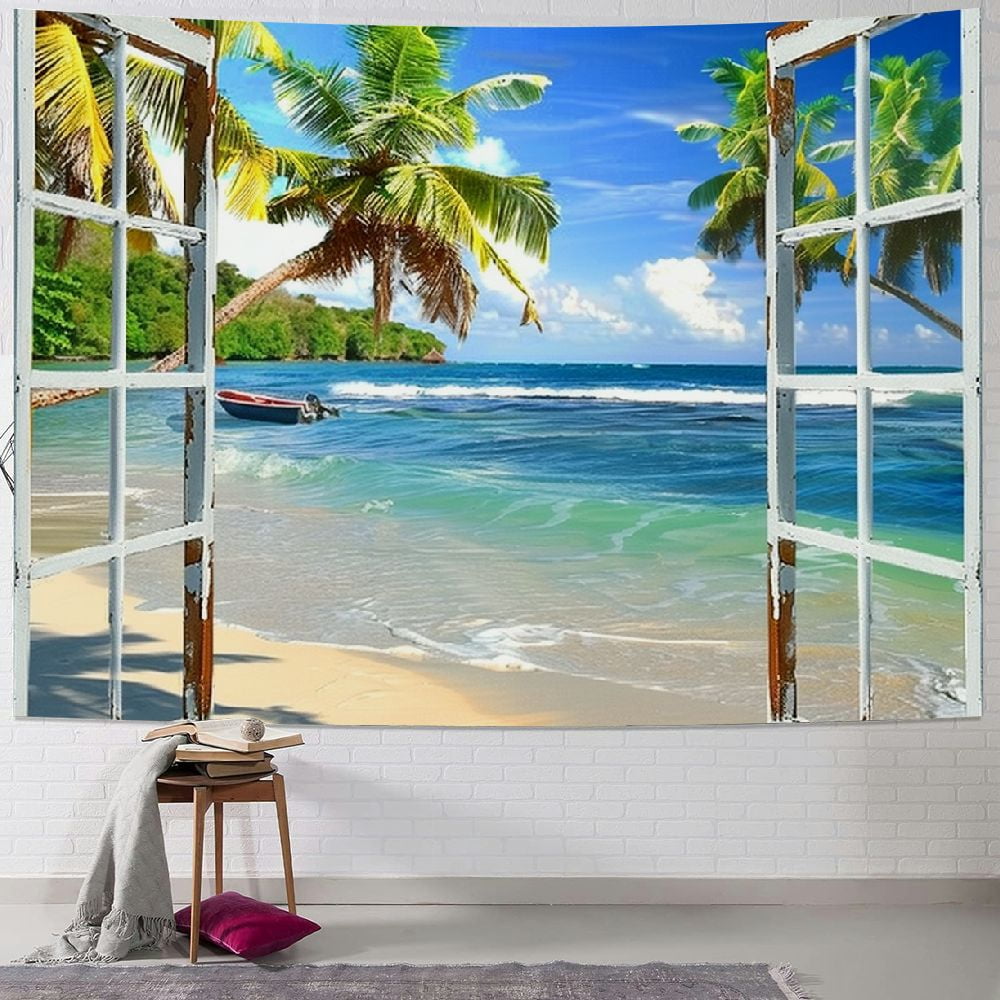 PRATYUS Nature Tapestry Blue Beach Decor for Bedroom Aesthetic Boho ...