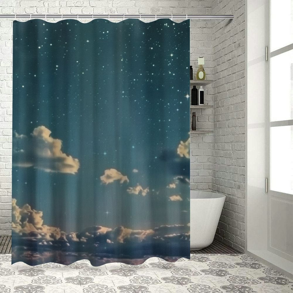 PRATYUS Night Shower Curtain, Ombre Inspired Sky Vibrant Stars Universe ...