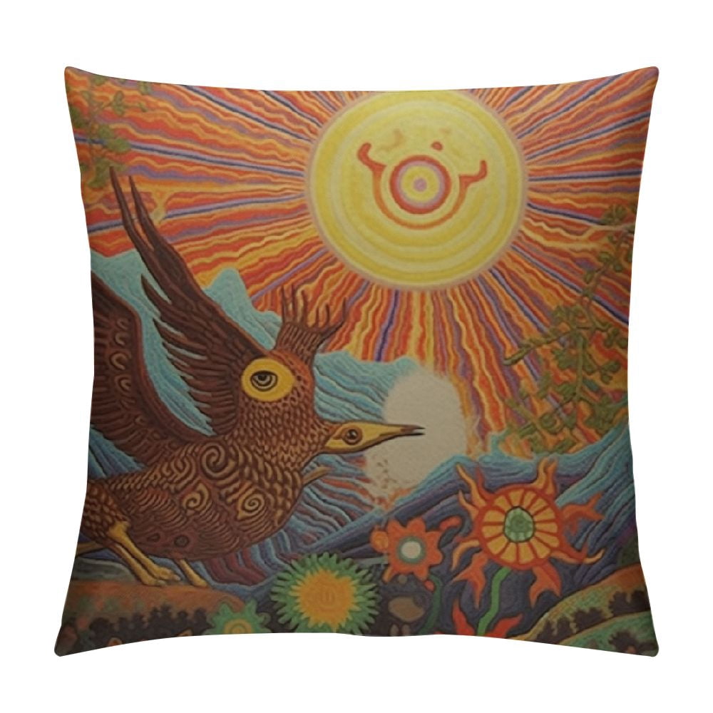PRATYUS Oaxacan Mexico Mexican Mayan Aztec Tribal Boho Art Throw Pillow ...