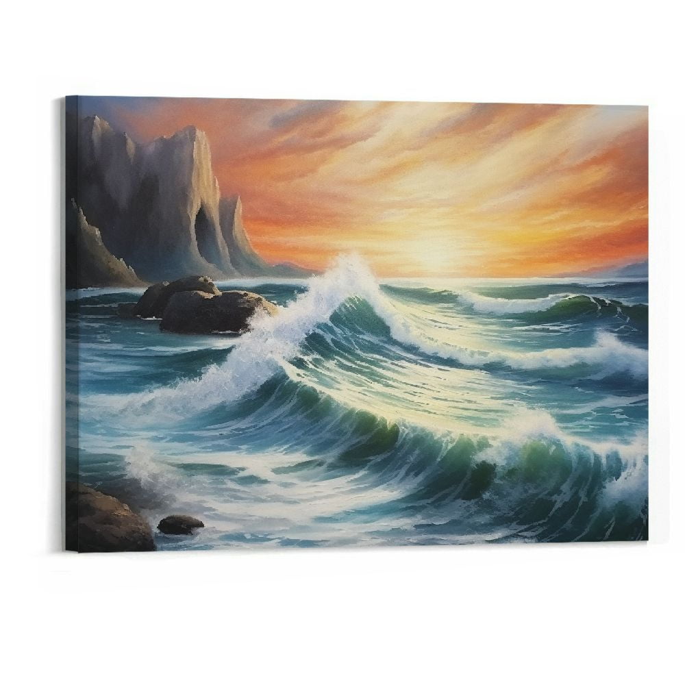 PRATYUS Ocean Canvas Wall Art: Beach Wall Art Wave Sunset Painting ... PRATYUS Ocean Canvas Wall Art: Beach Wall Art Wave Sunset Painting ...