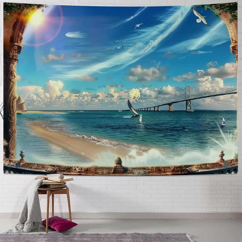 PRATYUS Ocean Scenery Tapestry, Extra Large Dolphin Animal Aesthetic ...