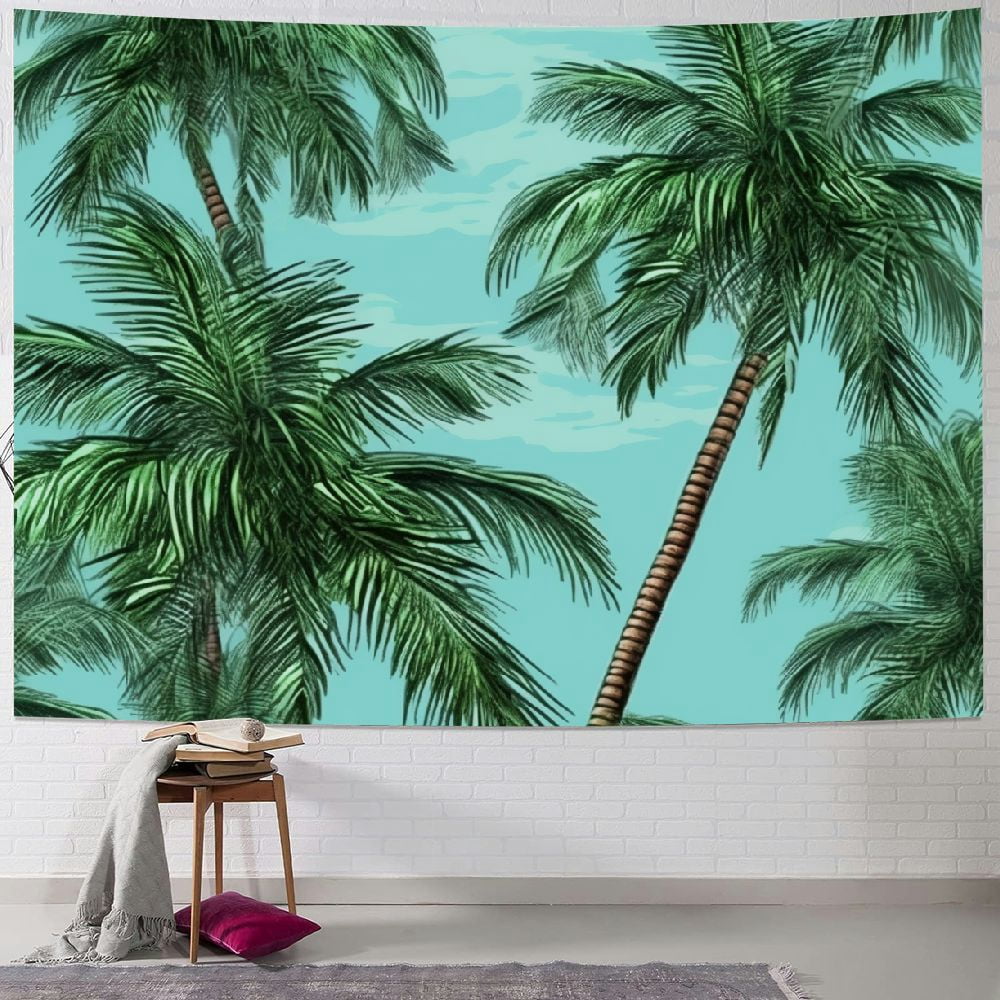 PRATYUS Palm Tree Backdrop Greenery Wall Hanging Tapestry Tropical ...