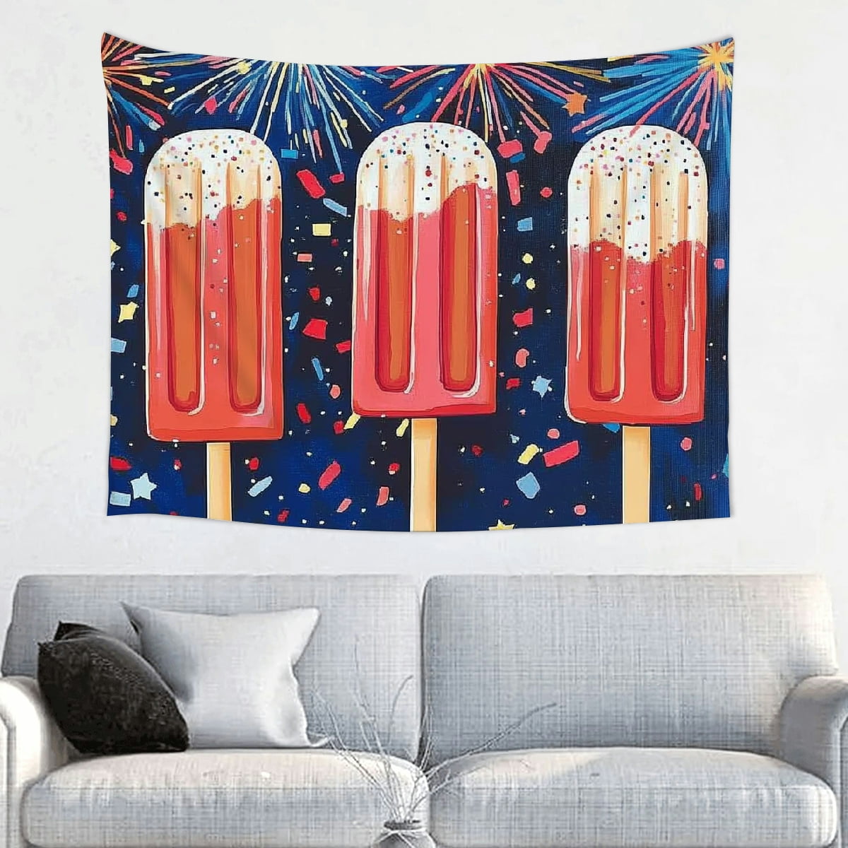PRATYUS Popsicles Fireworks Confetti Print Tapestry Wall Art 40x30in ...