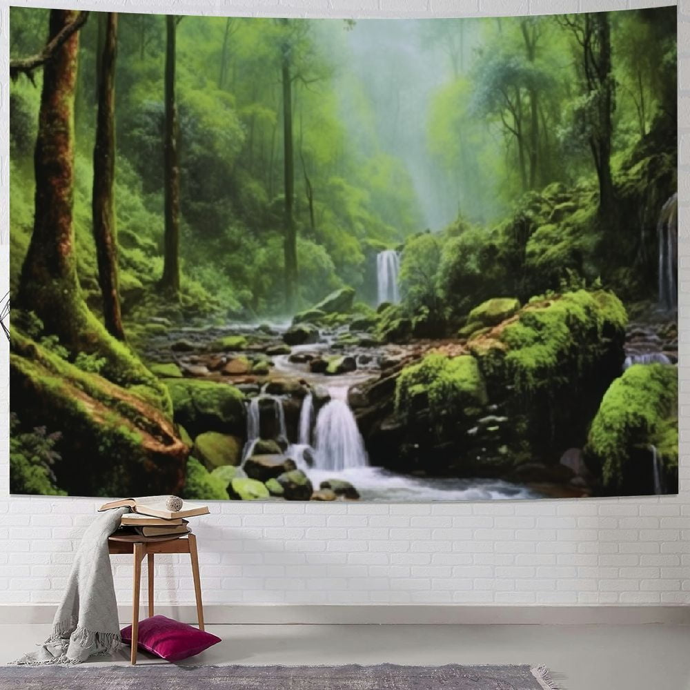 PRATYUS Rainforest Landscape Tapestry Wall Hanging Green Forest ...