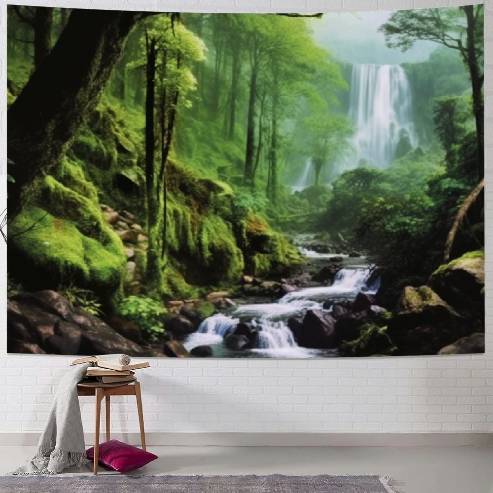 PRATYUS Rainforest Landscape Tapestry Wall Hanging Green Forest ...