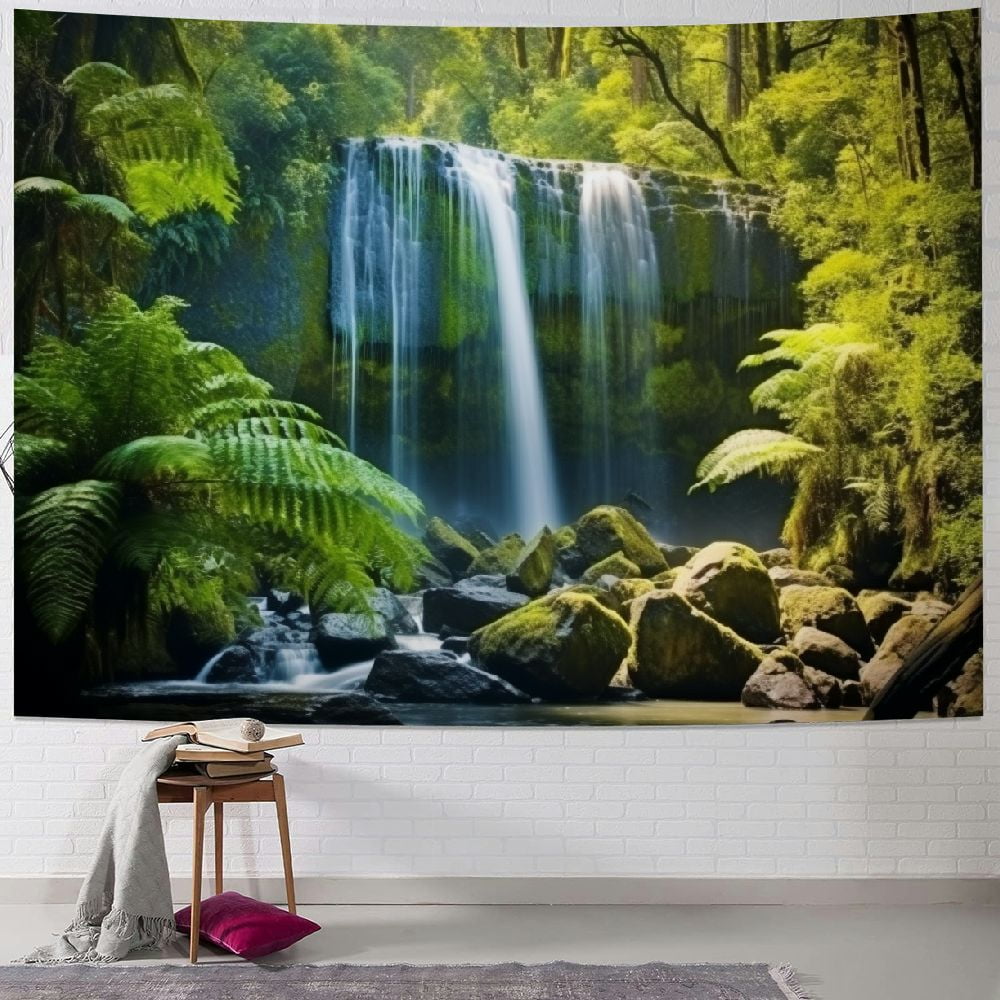 PRATYUS Rainforest Tapestry Wall Hanging, Green Tropical Plants and ...