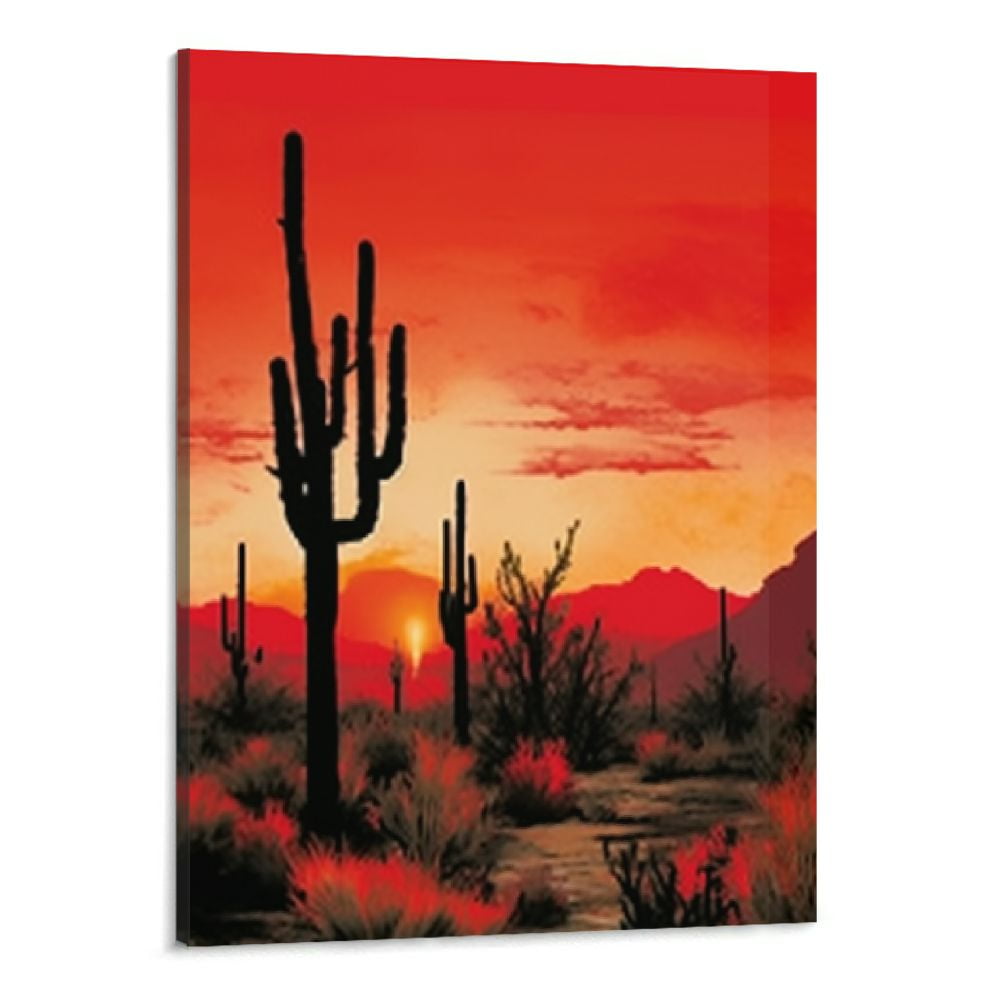 PRATYUS Red Wall Art Western Wall Decor Prints for Bedroom Bathroom ...