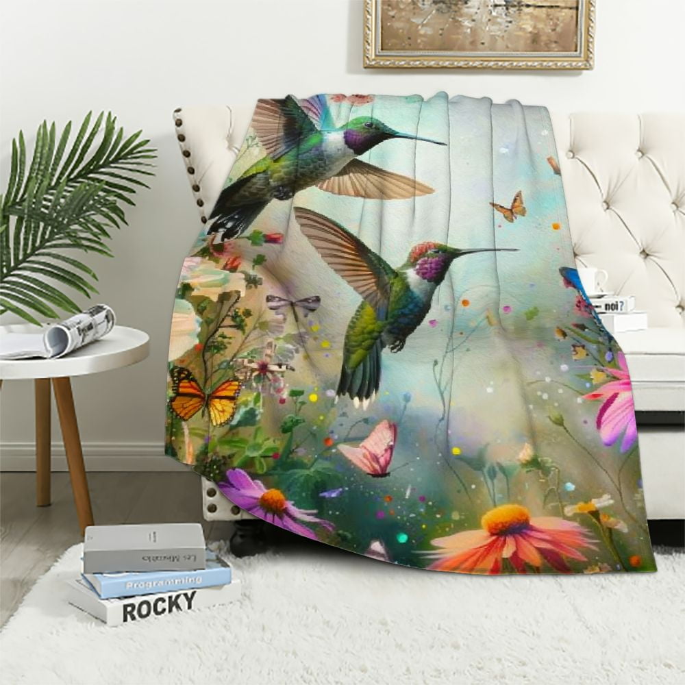 PRATYUS Retro Hummingbird Floral Blanket Gifts for Women Soft Warm ...