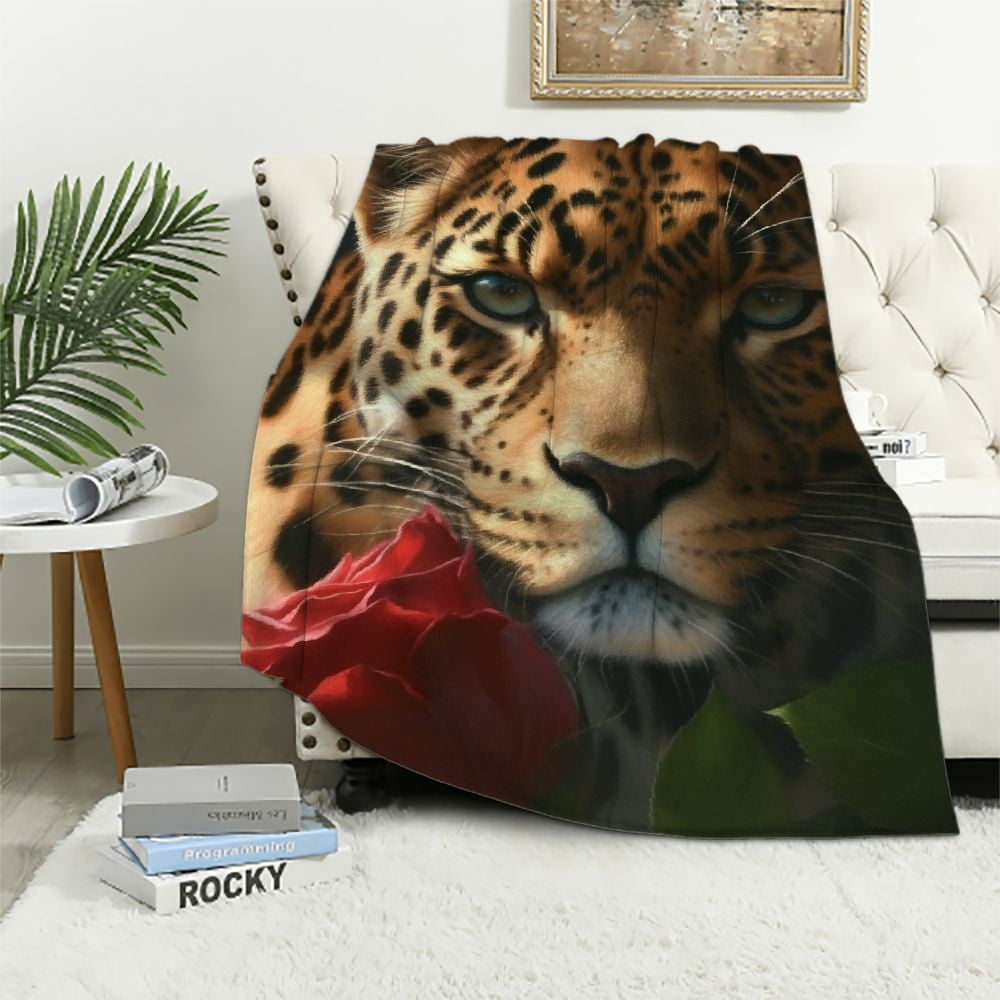 PRATYUS Rose Cheetah Throw Blanket Leopard Print Blanket for Kids Boys ...