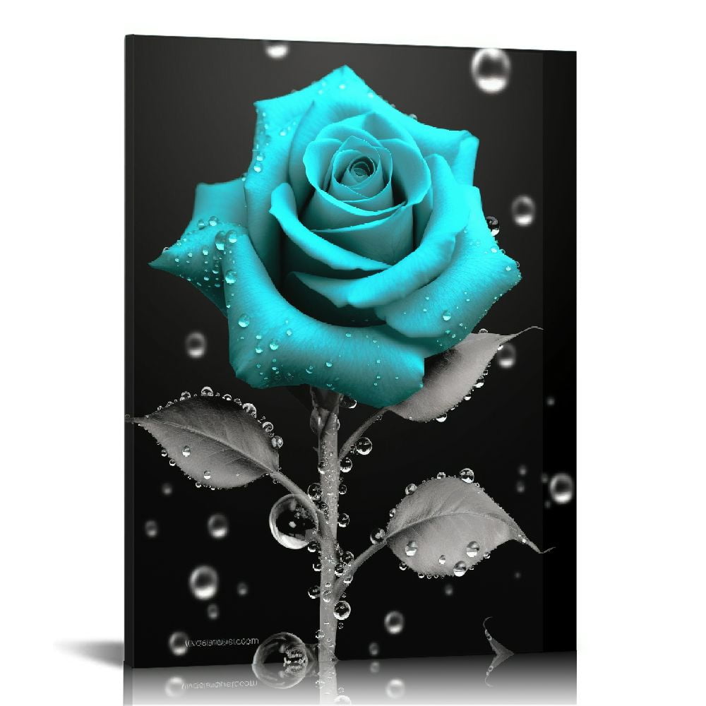 PRATYUS Rose Flower Painting Print Bathroom Decor Wall Art Teal Rose ... PRATYUS Rose Flower Painting Print Bathroom Decor Wall Art Teal Rose ...