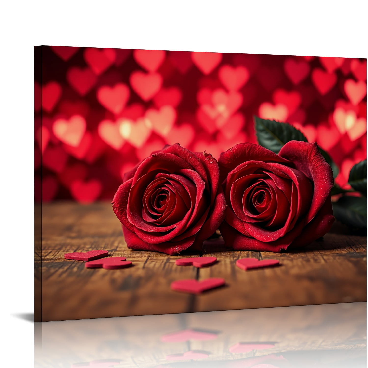PRATYUS Roses Hearts Romance Wall Decor Canvas Art Ready To Hang ...