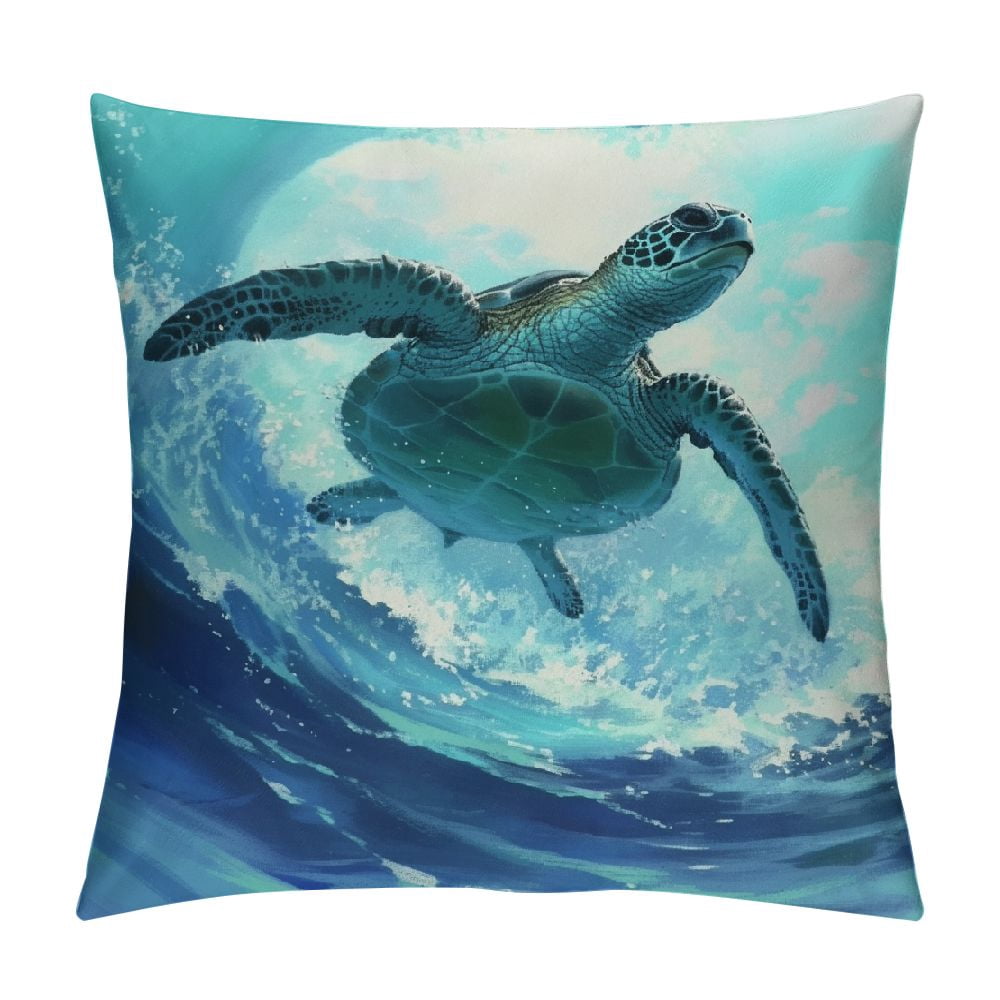 PRATYUS Sea Turtle Throw Pillow Cover,Ocean Life Tortoise Accent Pillow ...