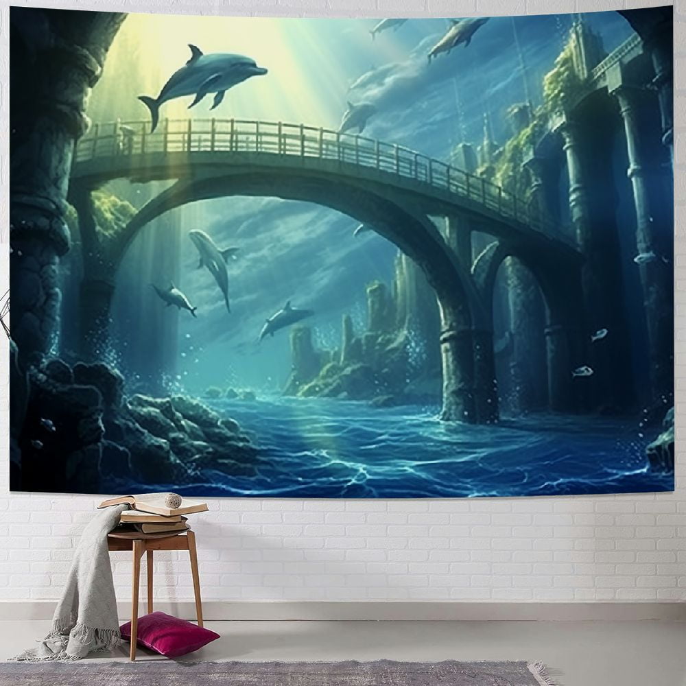 PRATYUS Sea Wall Tapestry for Bedroom, Blue Ocean Sea Whale Tapestries ...