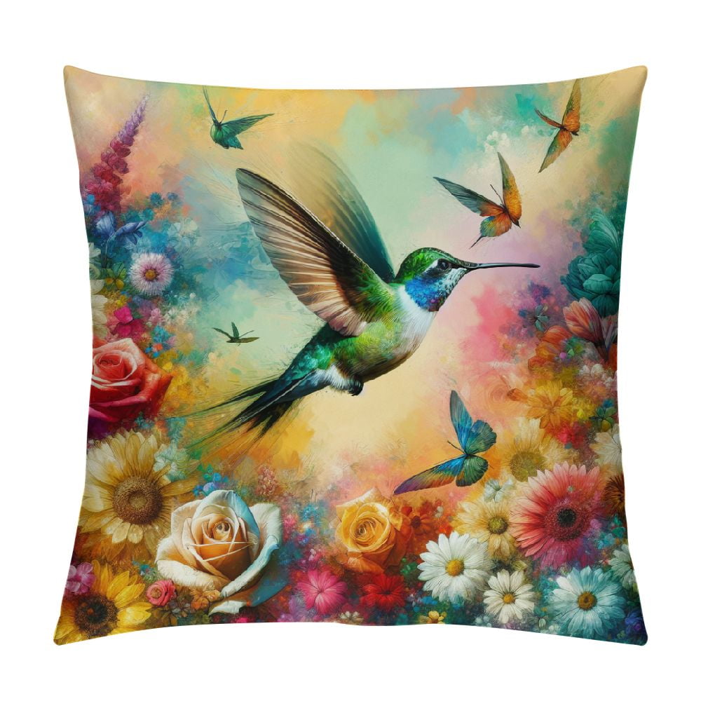 PRATYUS Spring Floral Birds Throw Pillow Covers 18 x 18 Inch ...