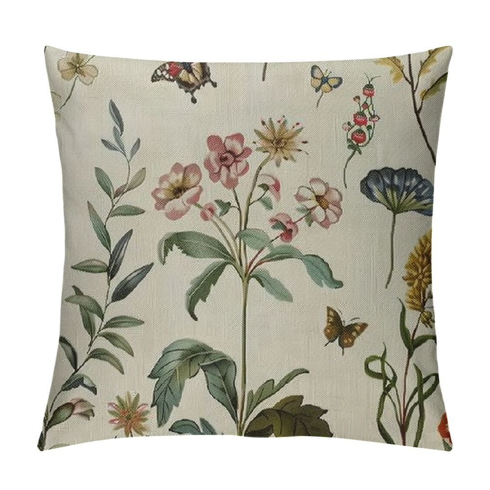 Pratyus Spring Summer Floral Pillow Covers 18x18 Inch Sage Green