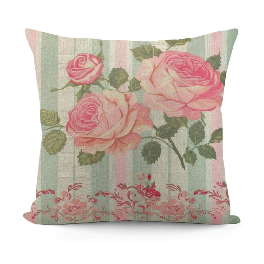 PRATYUS Square Throw Pillow Covers Pink Rose Blossom Floral Flowers ...