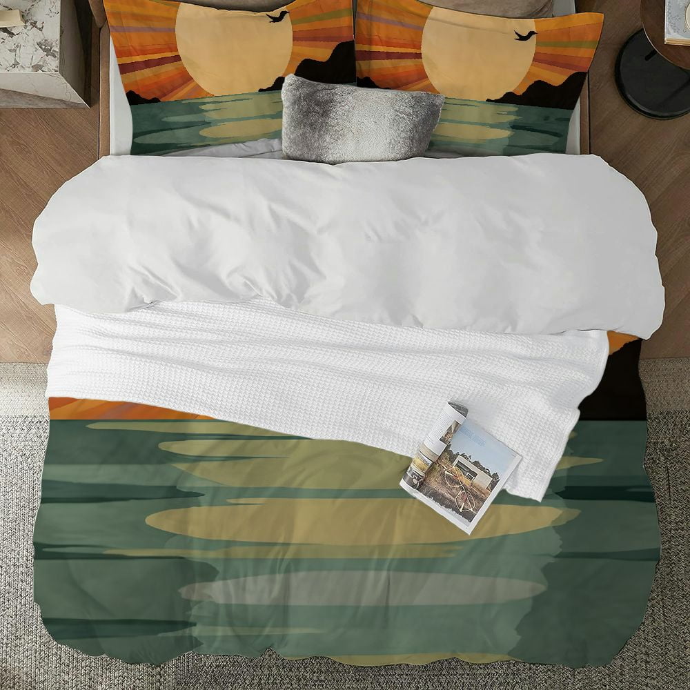 PRATYUS Sunset Bird Sun 3-Piece Bedding Set Lightweight and Soft Modern ...