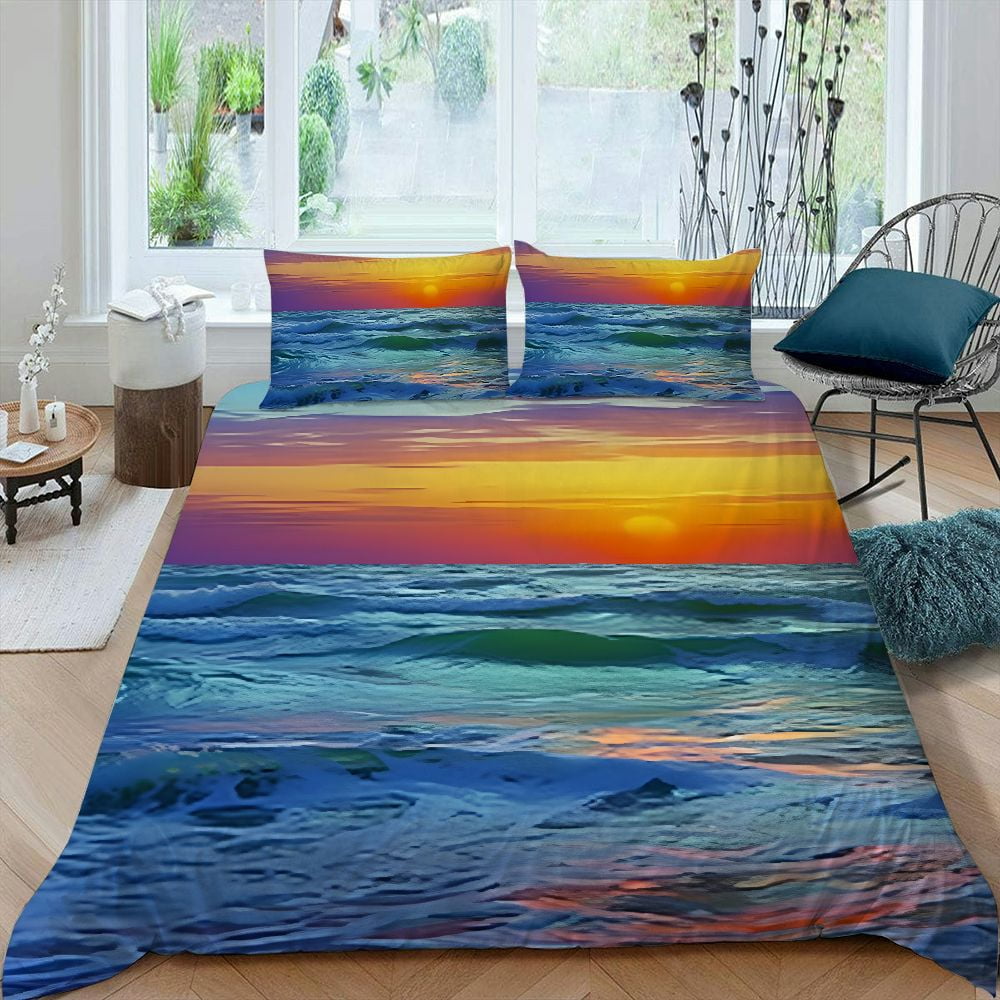PRATYUS Sunset Ocean Waves Boat 3-Piece Bedding Set Lightweight and ...