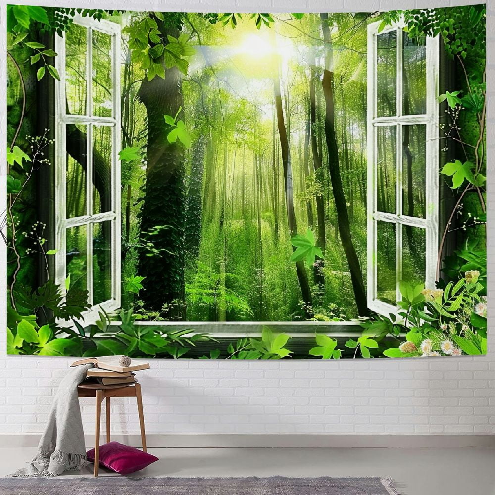 PRATYUS Sunshine Forest Tapestry Wall Hanging, Nature Green Forest ...