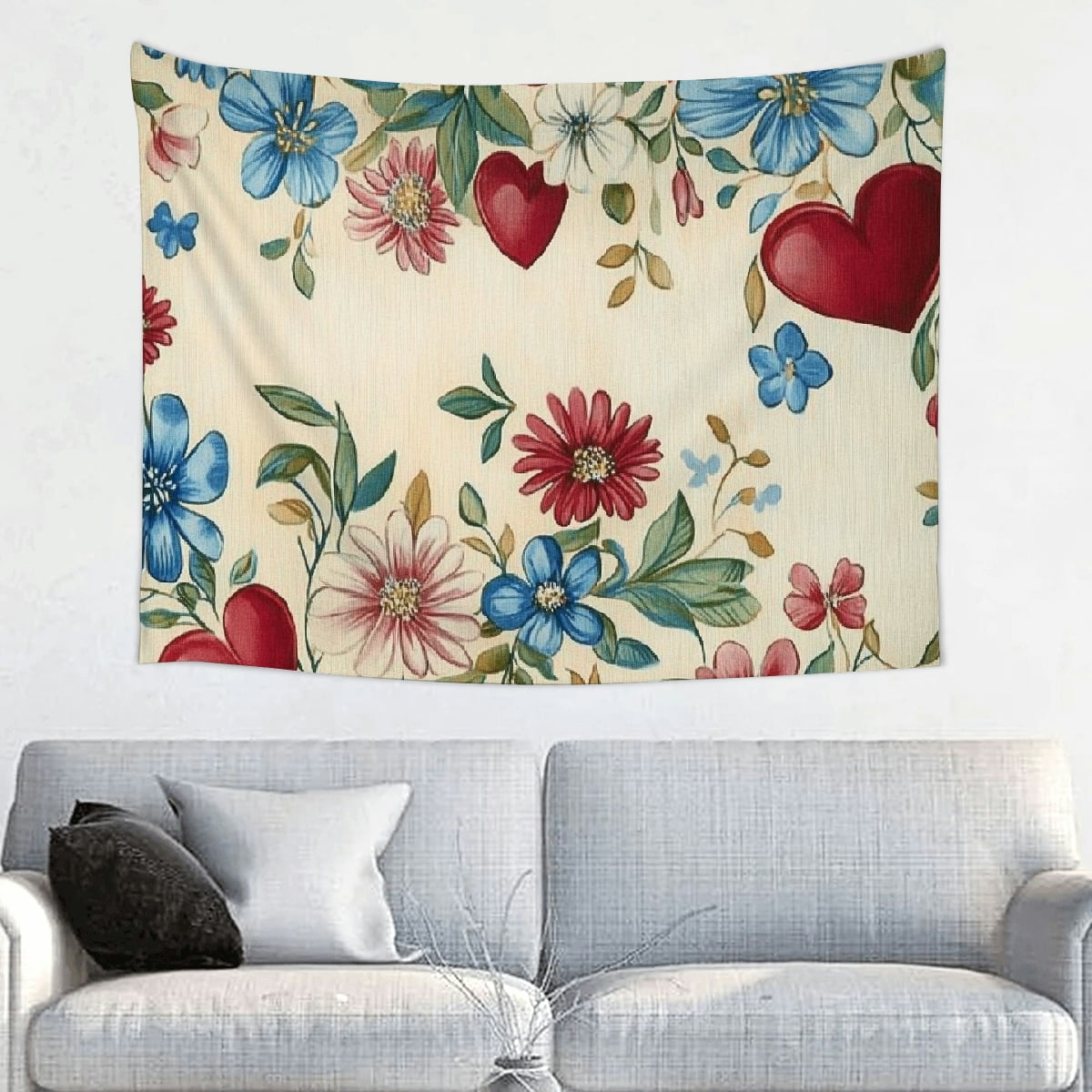 PRATYUS Tapastry Wall Hanging Red White And Blue Floral Tapestry USA ...