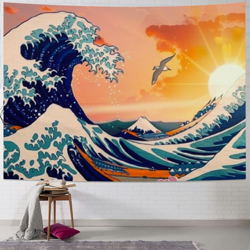 PRATYUS The Great Wave Tapestry Japanese Ocean Wave Wall Tapestry ...
