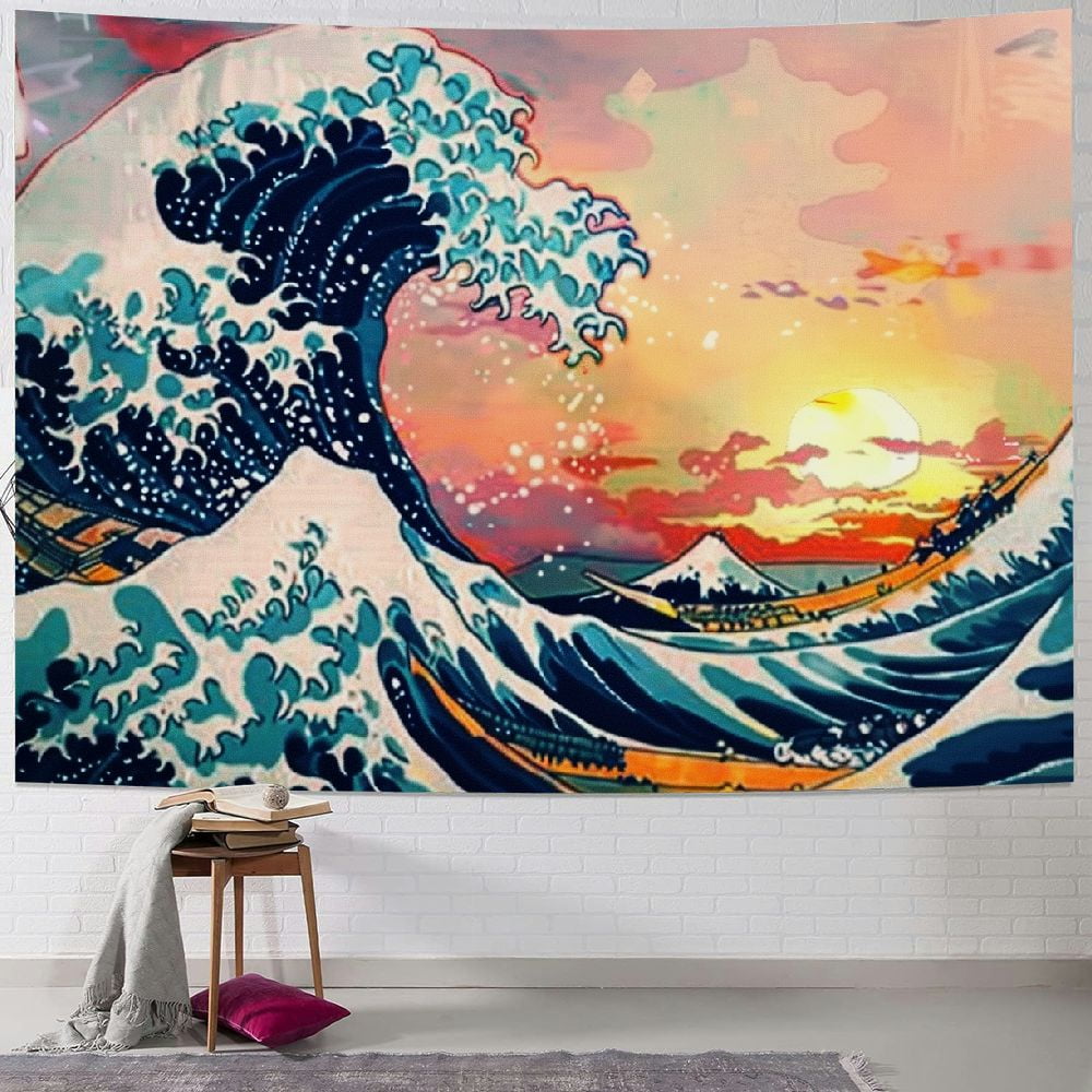 PRATYUS The Great Wave Tapestry Japanese Ocean Wave Wall Tapestry ...