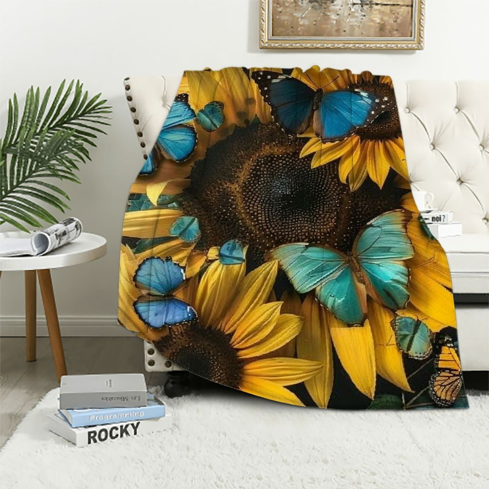 PRATYUS Throw Blankets for Sofa Couch Fluffy Cozy Flannel Travel ...