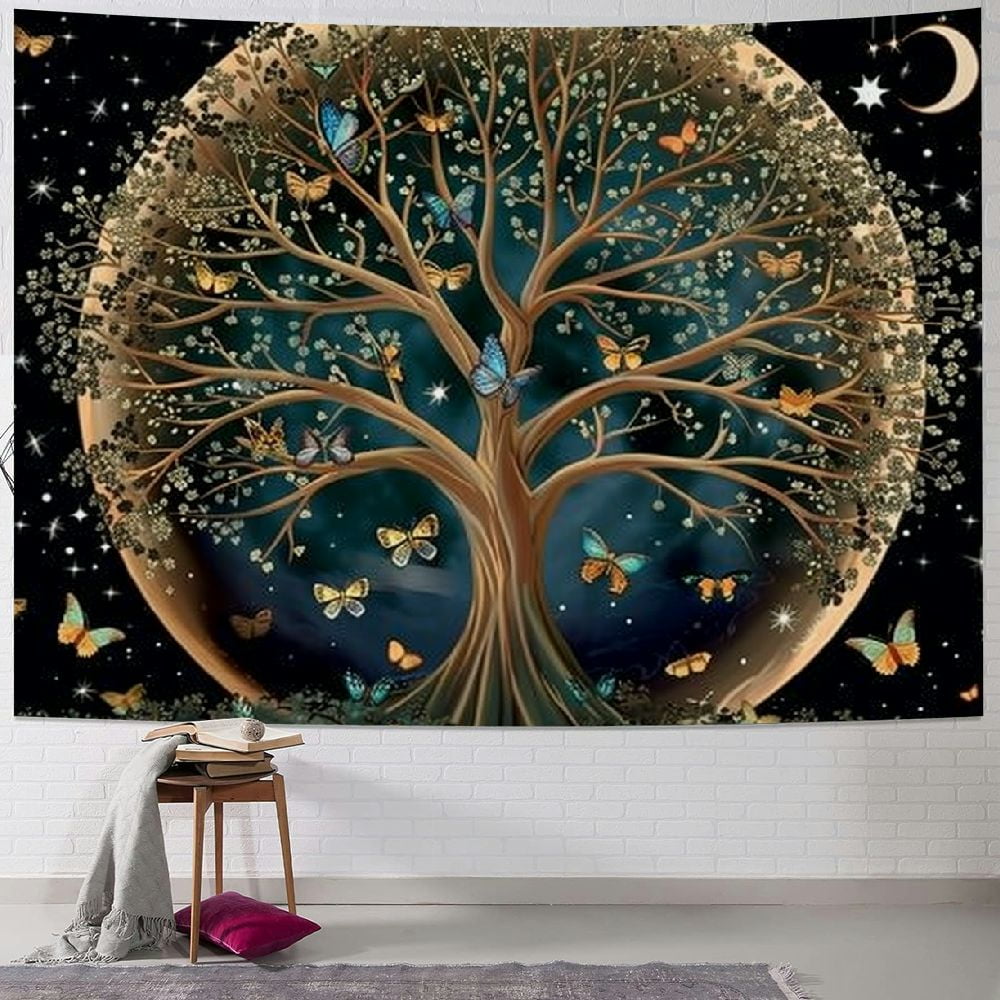 PRATYUS Tree of Life Tapastry Butterfly Moon Flower Boho Floral Plant ...