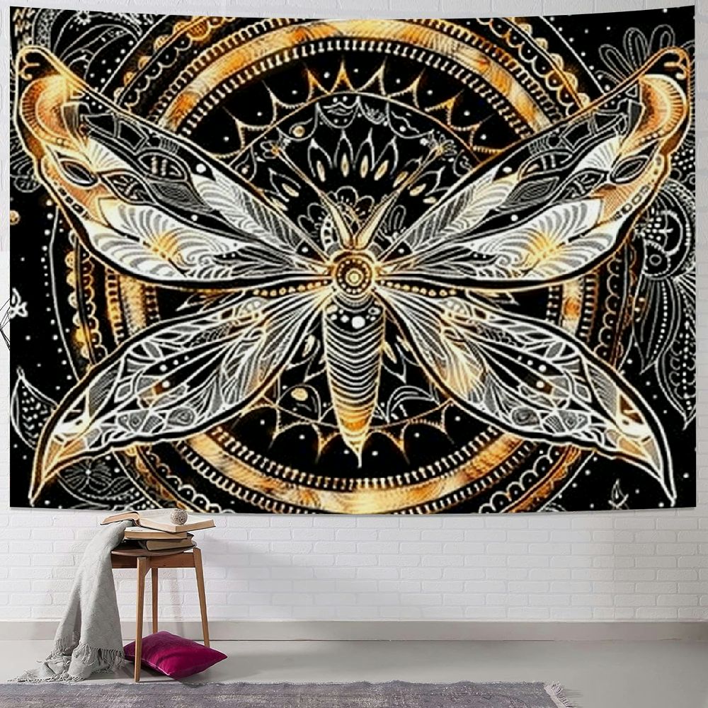 PRATYUS Trippy Moth Tapestry Boho Butterfly Tapestries Mandala Plants ...