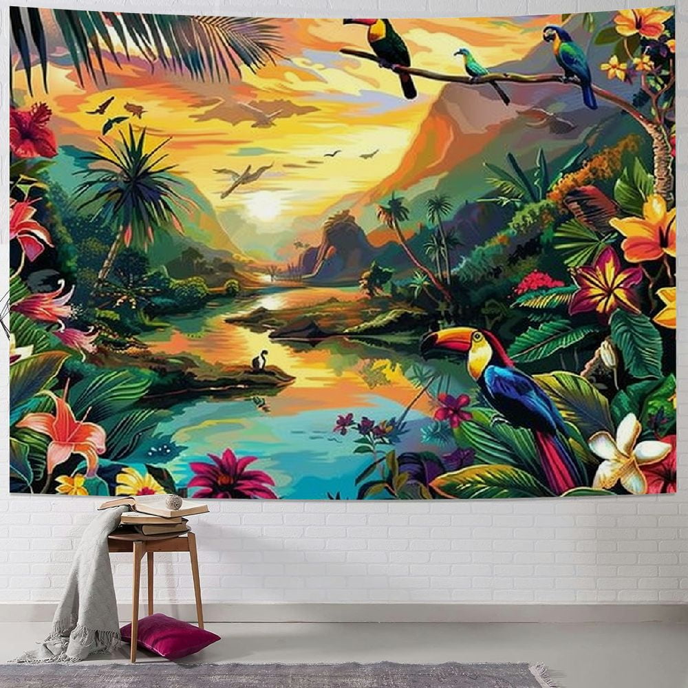 PRATYUS Trippy Sun Tapestry Vintage Floral Plants Tapestry Hippie ...