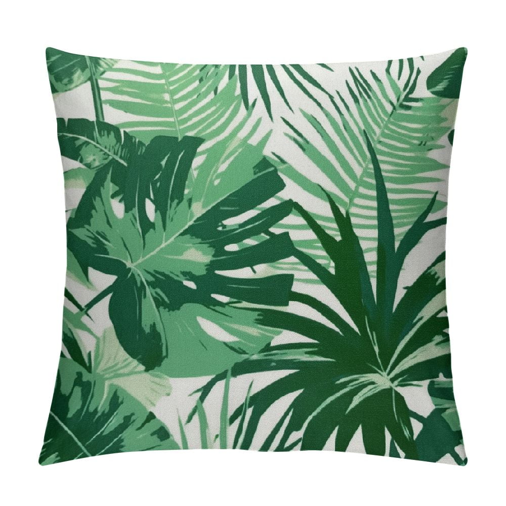 PRATYUS Tropical Palm Leaf Throw Pillow Covers Green Banana Leaves ...