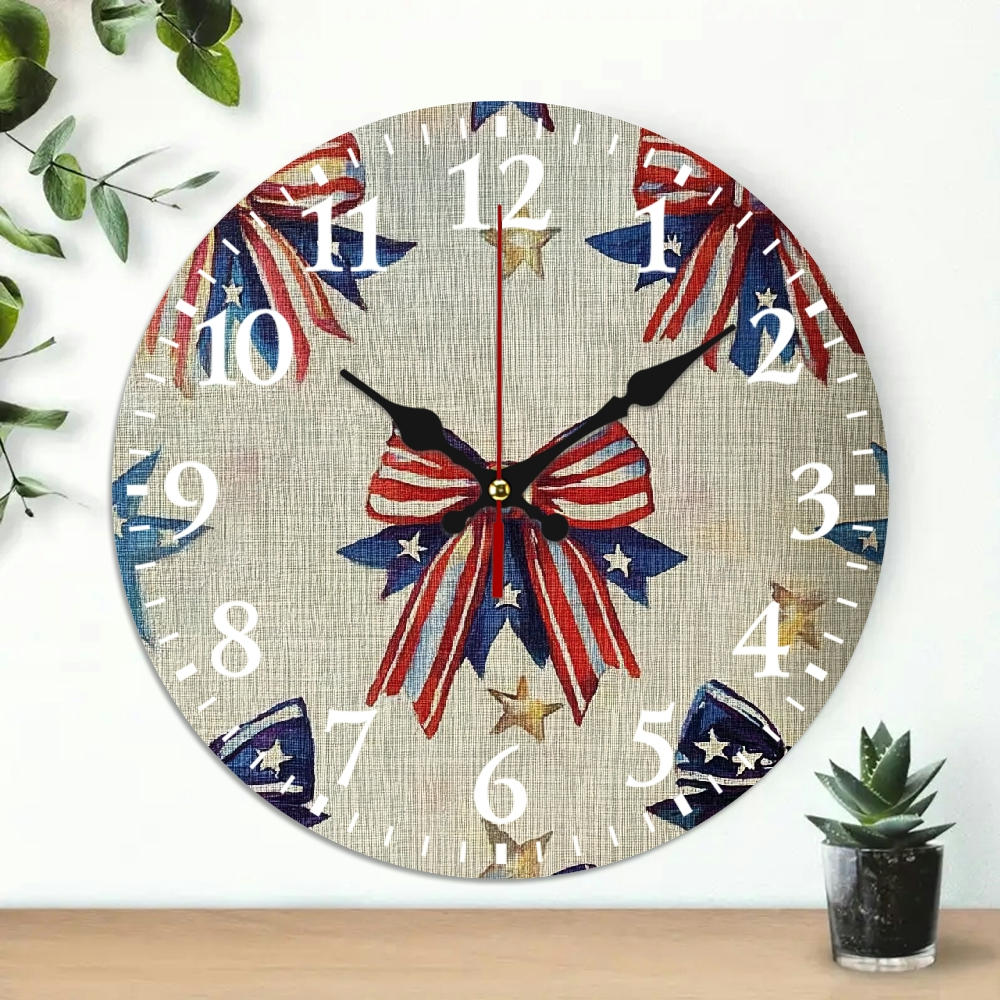 PRATYUS Wall Clock Stars Bows American Impressionism Silent 10 Inch ...