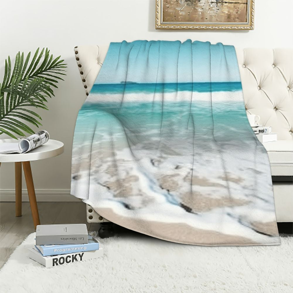 PRATYUS Waves Throw Blanket Cozy Flannel All Seasons Sofa Couch Outdoor ...