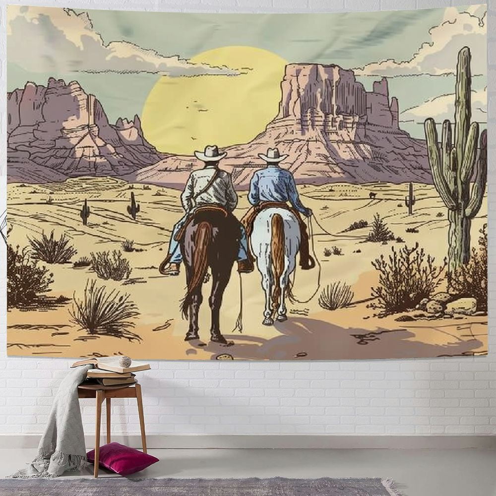 PRATYUS Western Cowboy Riding Horse Tapestry Wall Hanging, Western ...