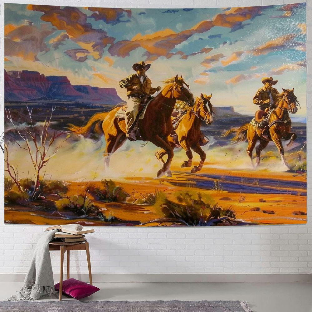 PRATYUS Western Cowboy Tapestry Wall Hanging, Western Tapestry for ...