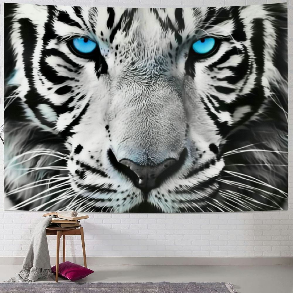 PRATYUS White Tiger Tapestry, Wild Predator Animal Tapestries,White ...